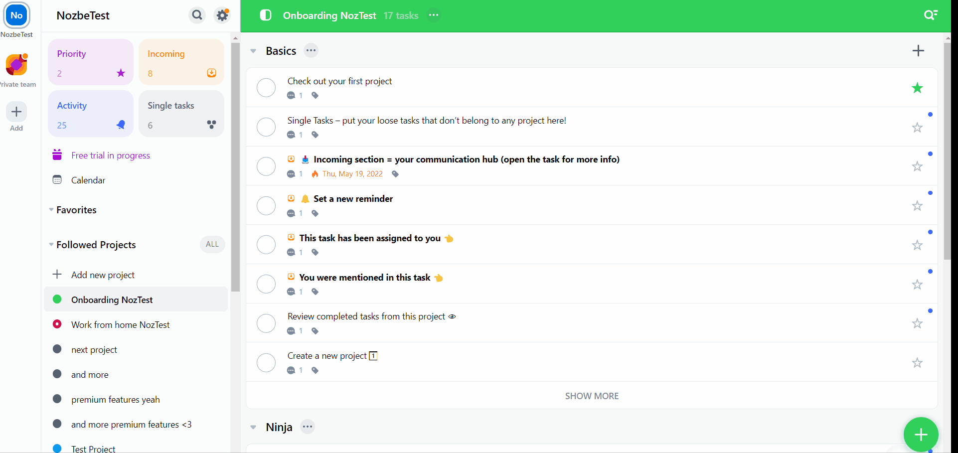 Projects :: Nozbe Help